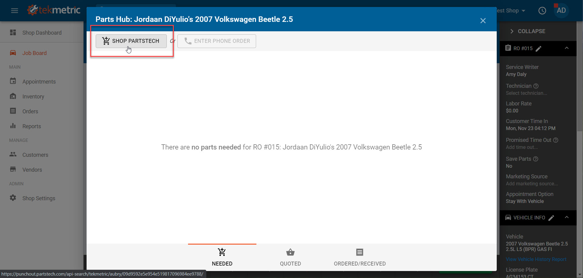 How to Order From PartsTech with Tekmetric