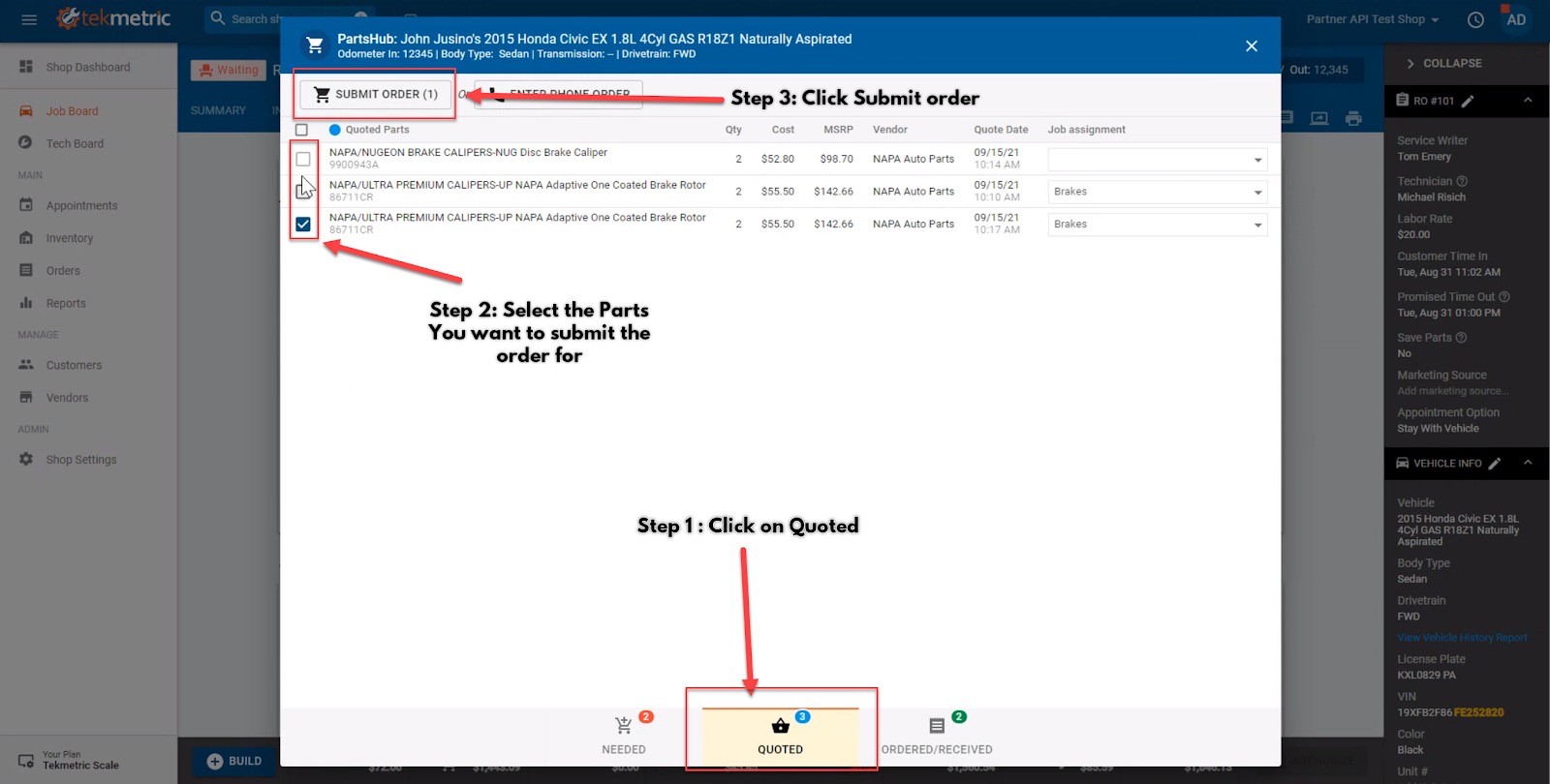 How to Order From PartsTech with Tekmetric