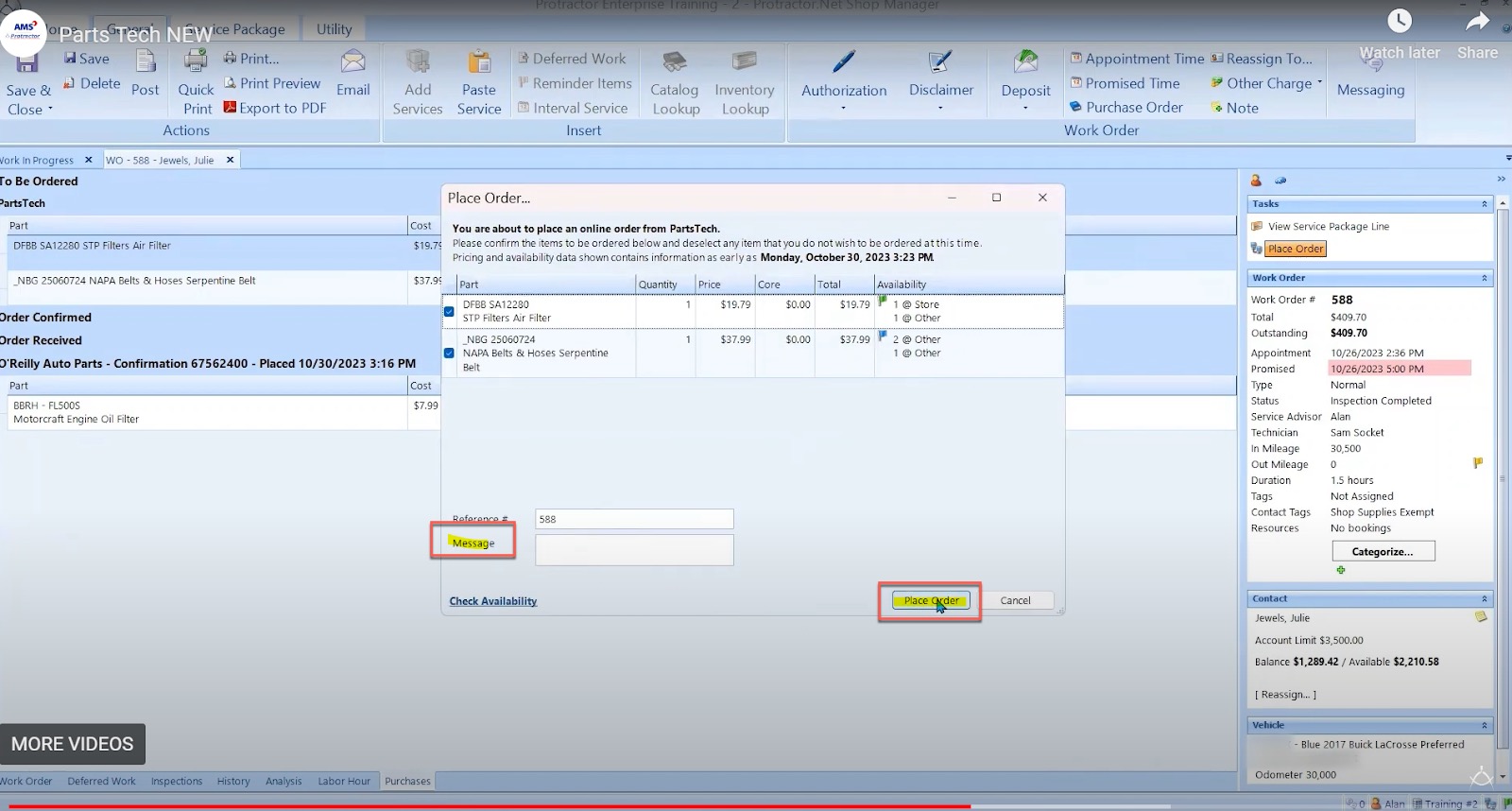 How to Order Parts From PartsTech Using Protractor